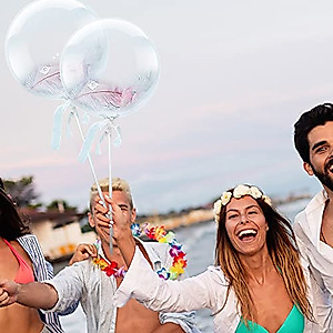 20 Pieces Transparent Bobo Balloons and 20 Pieces Bobo Balloon Sticks Clear Balloon Holder with Cups Bubble Clear Balloon for Birthday Party Wedding Anniversary Indoor and Outdoor Decoration (20 Inch)