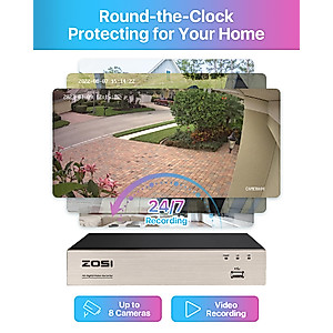 ZOSI 3K Lite Security Camera System with AI Human Vehicle Detection,H.265+ 8CH HD TVI Video DVR Recorder with 4X HD 1920TVL 1080P Indoor Outdoor Weatherproof CCTV Cameras,Remote Access,1TB Hard Drive