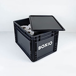 BOXIO Solo: Storage box with lid – 14,7" x 11,8" x 11,0" – perfect plastic transport box for camping, boat or garden – stackable with other stacking boxes – Made in Germany