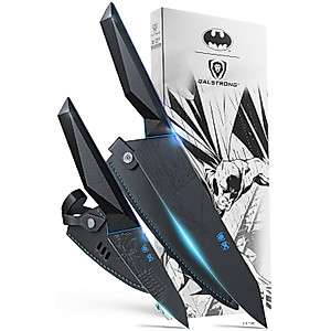 Dalstrong Knife Set-2pc-BATMAN™ DC Licensed SBS Edition-8" Chef Knife 3.75" Paring Knife-7Cr17MoV Steel-Giftable Black Titanium Kitchen Knife-DC Batman Set-G10 Handle-Sheath-Comic Figures