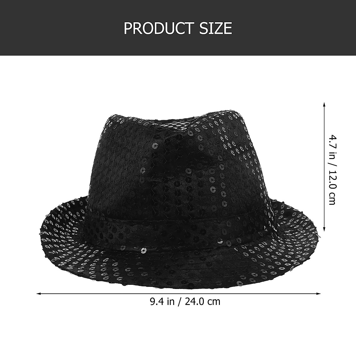 TENDYCOCO 2pcs Fashion Sequin Fedora Hats for Women Men Jazz Hat Disco-Black