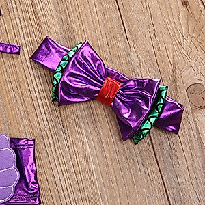 3Pcs/Set Kids Toddler Baby Girl Mermaid Swimsuits Halter Swimwear Bikini Set with Headband (Purple+Green, 70/3-6 Months)