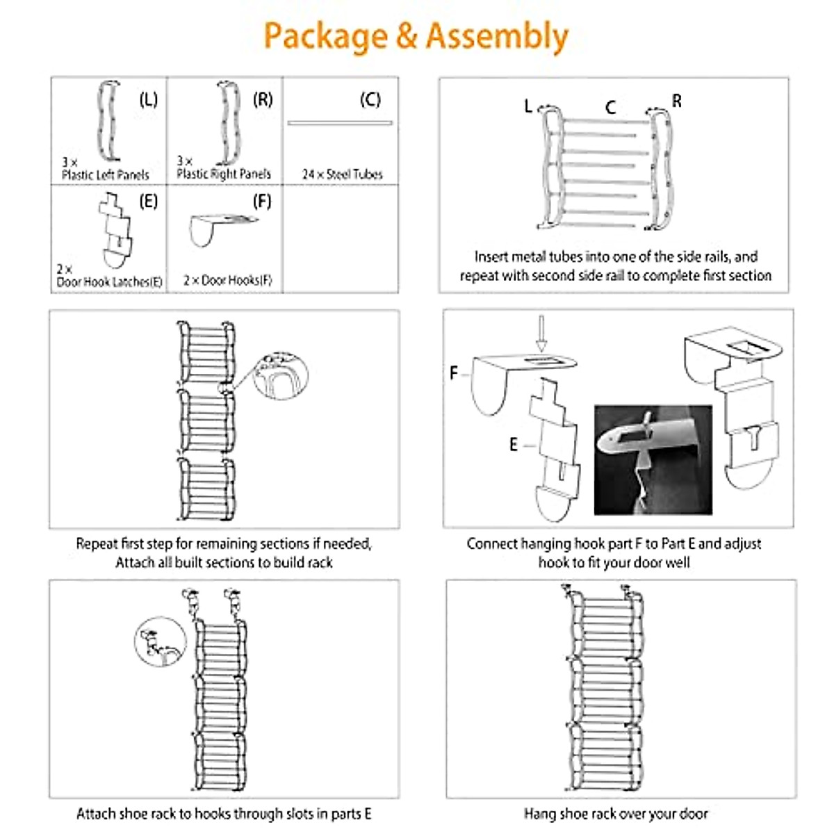 Moclever 36Pair Over-The-Door Shoe Rack, 12 Layers Wall Hanging Closet Shoe Organizer Storage Stand