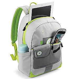 High Sierra Chiqui Backpack Travel Bag with Padded Tablet Sleeve, Accessory Pocket and Reflective Straps, Robot (Gray/Lime Green)