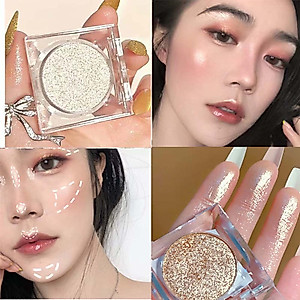 Daeuwiutr Brown Metallic Glitter Eyeshadow Waterproof Smudge Proof Shimmer Eyeshadow Primer Base Palette Create Highlight And Shadow Glitter Eye Makeup(Champagne Gold +Brown Metallic Glitter 10#)