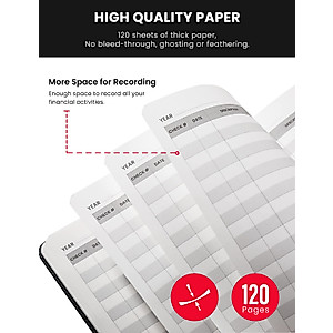 Check Registers for Personal Checkbook,Checkbook Register for Personal or Business, A5 Hardcover Registers Log to Track Payments, Deposits & Finances Transaction Black