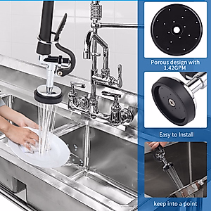 2 Pack Pre-Rinse Spray Valve Repair Kit 1.42 GPM Spray Face Bumper for All Commercial Sink Pre Rinse Faucet Dish Sprayer, Bumper and Screw Replacement Part, Black