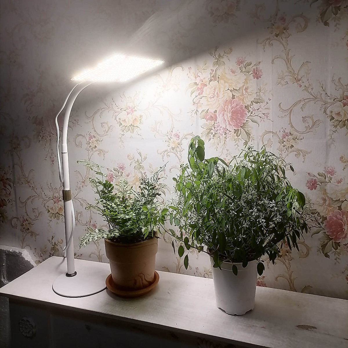 JINHONGTO Desk Grow Light Full Spectrum, Table Top Plant Grow Light, IR-UV Included LED Grow Lights for Indoor Plants, 25 Watt 208pcs LEDs, 16"-24" Height Adjustable, Daisy Chain Function