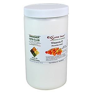 Essential Depot Ascorbic Acid Powder - Vitamin C - 2.2 lbs - 1 KG - USP - Safety Sealed HDPE Container with resealable Cap