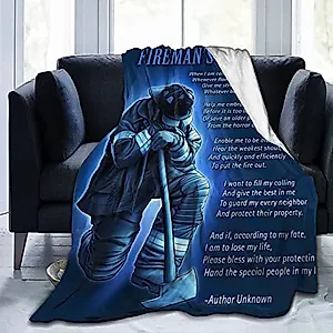Fireman's Prayer Adult Kids Fleece Blanket Throw Blanket Ultra-Soft Micro Fleece Blanket for Bed Living Room 60"x50"