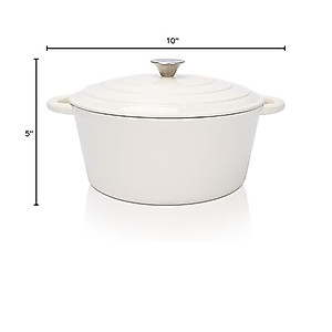 Uniflasy Cast Iron Dutch Oven Pot with Lid, 6 Quart Enameled Cast Iron Dutch Oven with Big Dual Handles, Stock Pot, Bread Oven for Sourdough Bread Baking, Pot Oven for Versatile Cooking, White