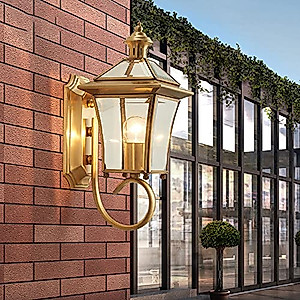 Outdoor Wall Lamp European Style Copper Wall Light Sconce Fixture Decor for Exterior House Porch Patio Outside Deck Garage Yard Front Door Garden Home
