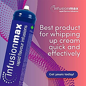 InfusionMax Whipped Cream Chargers - Pure Culinary Whipped Cream Charger Cylinder - 0.95 Liters (580 gram) Compatible with Standard Whipped Cream Dispenser
