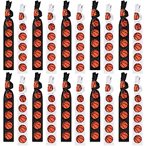 Hanaive 20 Pcs Basketball Hair Ties Basketball Hair Bands Elastic Ponytail Holders No Crease Ribbon Basketball Hair Accessories for Party Team