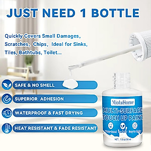 White Touch UP Paint, Multi-Surface Touch Up Paint Pen, Interior& Exterior House Paint for Chips Scratches, White Paint for Wall Door Cabinet Furniture Wood Porcelain Appliance Enamel Bath(Semi-Gloss)