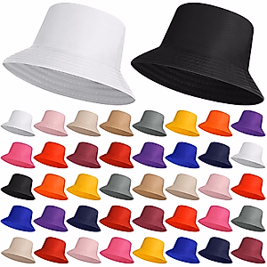 Haysandy 45 Pcs Solid Bucket Hat Bulk Multicolor Hat Packable Fishing Hats Travel Bucket Hat Beach Fishing Cap for Women Men(Multicolor)