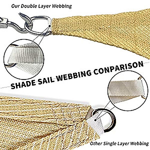 SHADE SPRING Rectangle 10' x13' Sand Sun Shade Sail 185GSM UV Blocking Canopy Awning for Outdoor Patio Garden Backyard