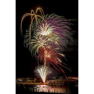ArtDirect Colorado, Frisco Fireworks Display on July 4th XIV 13x18 Black Modern Wood Framed with Double Matting Museum Art Print by Lord, Fred