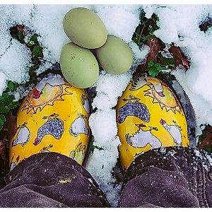 Sloggers Original Waterproof Rain and Garden Shoe for Women– Outdoor Slip-On Garden Clog - Made in The USA with Premium Comfort Insole and Arch Support - Chickens Daffodil Yellow, Size 8