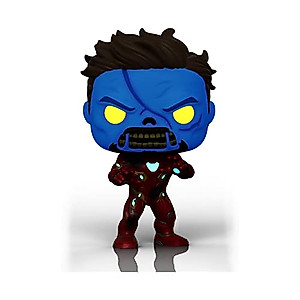 Funko POP Marvel: What If? - Zombie Iron Man, Amazon Exclusive Glow in The Dark, Multicolor, (58178)