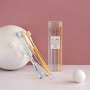 Artibetter Toothbrush Soft Bristle Clear Plastic Crystal Handle Small Head Toothbrush Travel Portable, 8pcs