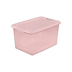 EECPT 6pc 64 Qt. Latching Box Plastic, Blush Pink Tint