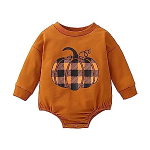 Baby Halloween Outfit Toddler Pumpkin Sweatshirt Oversized Waffle Knit Sweater Bodysuit Pullover Baby Witch Sweatshirt Romper