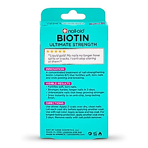 Nail-Aid Biotin Ultimate Strength - Nail Treatment & Strengthener - Clear, 0.55 Fl Oz (08873)