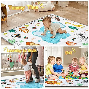 Funsland Baby Play Mat for Floor - 50x50 Kids Foldable Playmat for Babies and Toddlers