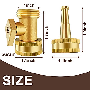 4 Pack Brass Water Nozzle, Pressure Nozzle, Hose Jet Nozzle, Garden Hose Nozzle Heavy Duty 3/4" GHT