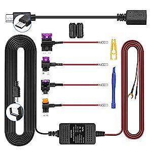 Dash Cam Hardwire Kit, Mini/Micro USB Hard Wire Kit 12V-24V to 5V Hardwire Kit with Low Voltage Protection 13ft Car Dash Camera Charger Power Cord for Dashcam GPS Power Supply Radar Detectors and More