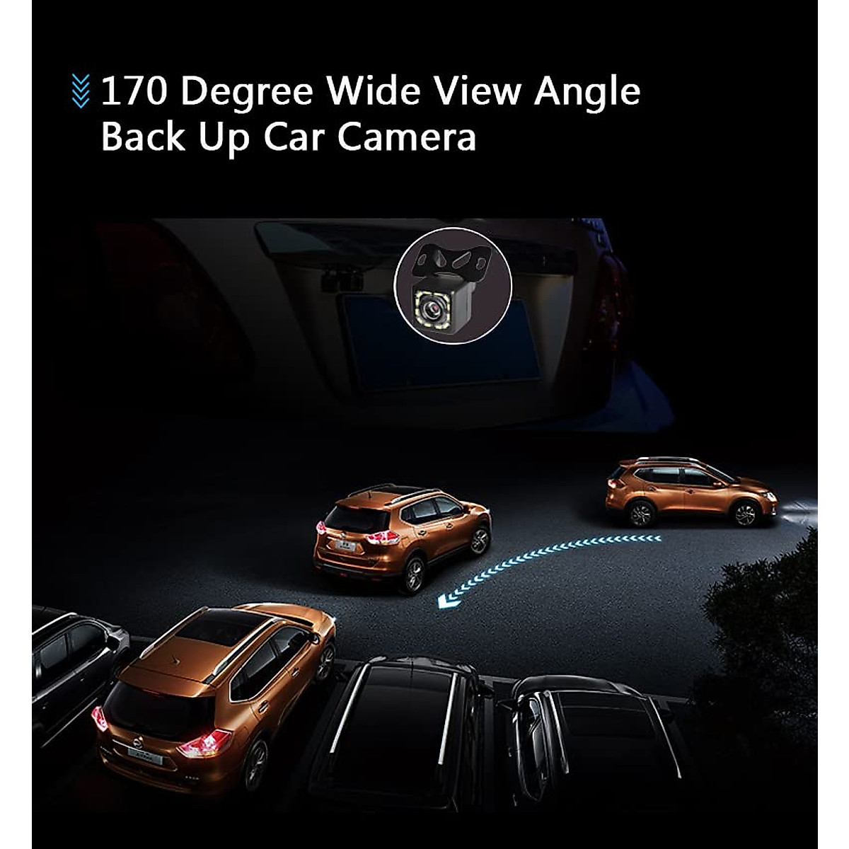 HUWUFUN Backup Camera for Car,Rear View Camera Front View Upgrade 12 LED Night Vision Waterproof Reverse 170° Wide Rearview Angel with Mount Bracket Universal Fits,SUV,Trucks,RV,Van