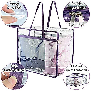 Clear Zippered Storage Bags (3-Pack) Closet Organizer Vinyl Bag for Bedding, Linen, Blankets, Duvet Covers, Comforters, Clothes & Toys | Multi Purpose & Space Saver PVC Organizers