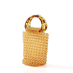 YUSHINY Women Colored Transparent Beaded Acrylic Handbag Handmade Evening Bags for Wedding Party