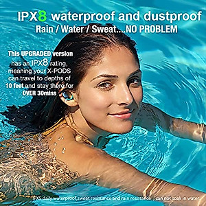 X-PODS True Wireless Earbuds Bluetooth Headphones Upgraded Touch Control with Wireless Charging Case IPX8 Waterproof Stereo Earphones in-Ear Built-in Mic Headset Premium Deep Bass for Sport Black