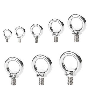 Pack of 2 M16 304 Stainless Steel Ring Shape Shoulder Lifting Rigging Eye Bolt Thread Machinery Shoulder Lifting Forged Eye Bolts