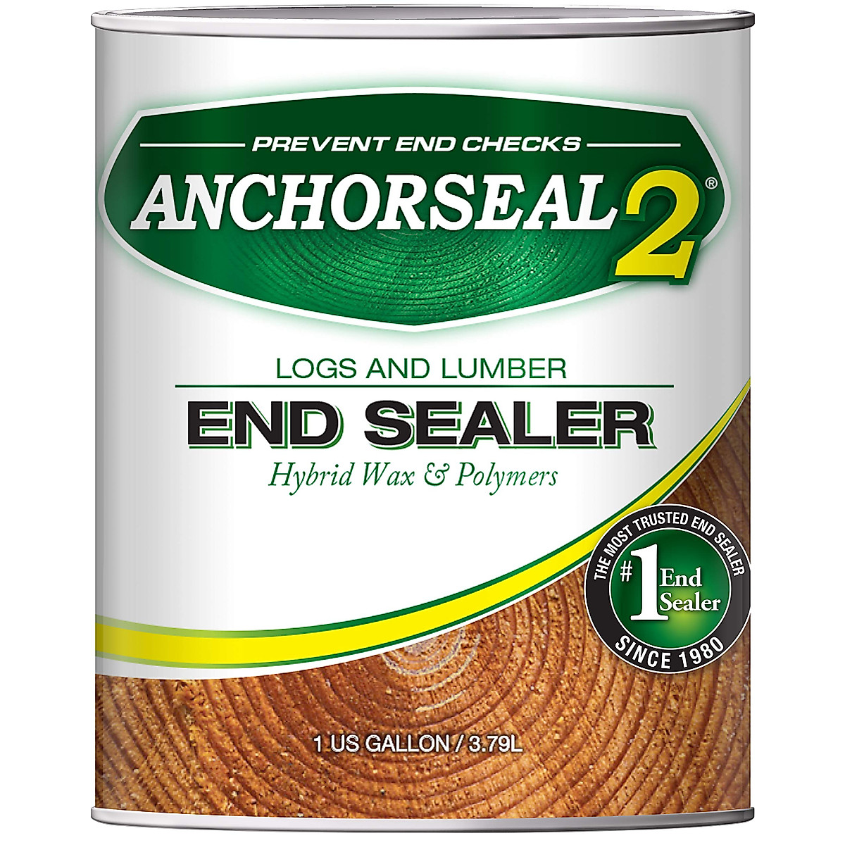 ANCHORSEAL 2 Hybrid Log & Lumber end grain sealer - Water-based wax & polymer prevents up to 90% of end checking (drying splits) on cut ends. Green wood sealer for turning blanks & bowls. (1 Gallon)