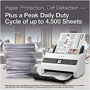 Epson DS-730N Network Color Document Scanner, 100-page Auto Document Feeder (ADF), Duplex Scanning