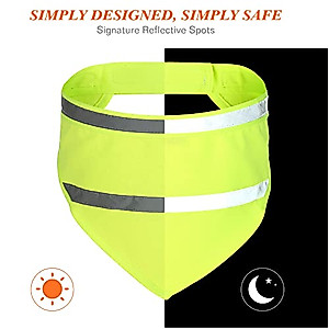 2 Pieces Dog Bandanas Reflective Dog Scarf Yellow Orange Dog Bandanas High Visibility Safety Dog Camping Bandana Triangle Bibs for Medium Large Pets Dog Cats Puppy Walking Reflective Wear at Night