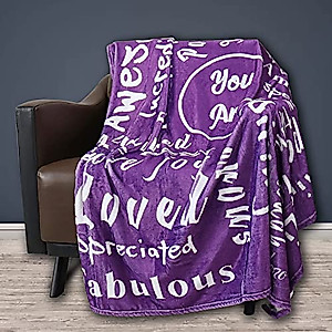 ZHSHWAT Get Well Soon Gifts for Women, Mothers Day Birthday Gift for Friend, You are Awesome Purple Blanket Throw Inspirational Gifts for Women
