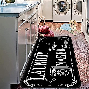 Laundry Room Mat 40''x20'' Farmhouse Laundry Mats Runner Kitchen Rugs Non Slip Floor Carpet for Home Decor Mudroom Rug Black