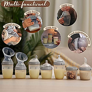 haakaa Gen.3 Silicone Breast Pump 8oz/250ml | Upgraded Detachable Manual Breast Pump and Bottle Design | Multi-Purpose Use with haakaa Attachments, Color: Grey