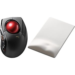 ELECOM DEFT PRO Trackball Mouse, Wired, Wireless, Bluetooth, Finger Control, Ergonomic Design, 8-Button Function, M-DPT1MRXBK & Mouse Pad FITTIO High Type Reduce Wrist Fatigue, MP-116WH