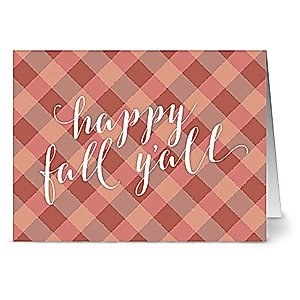 Note Card Cafe Fall Cards with Kraft Envelopes | 24 Pack | Blank Inside, Glossy Cover | Happy Fall Y'all Design | Set for Holidays, Fall, Autumn, Greeting Cards, Thank You Notes, Thanksgiving