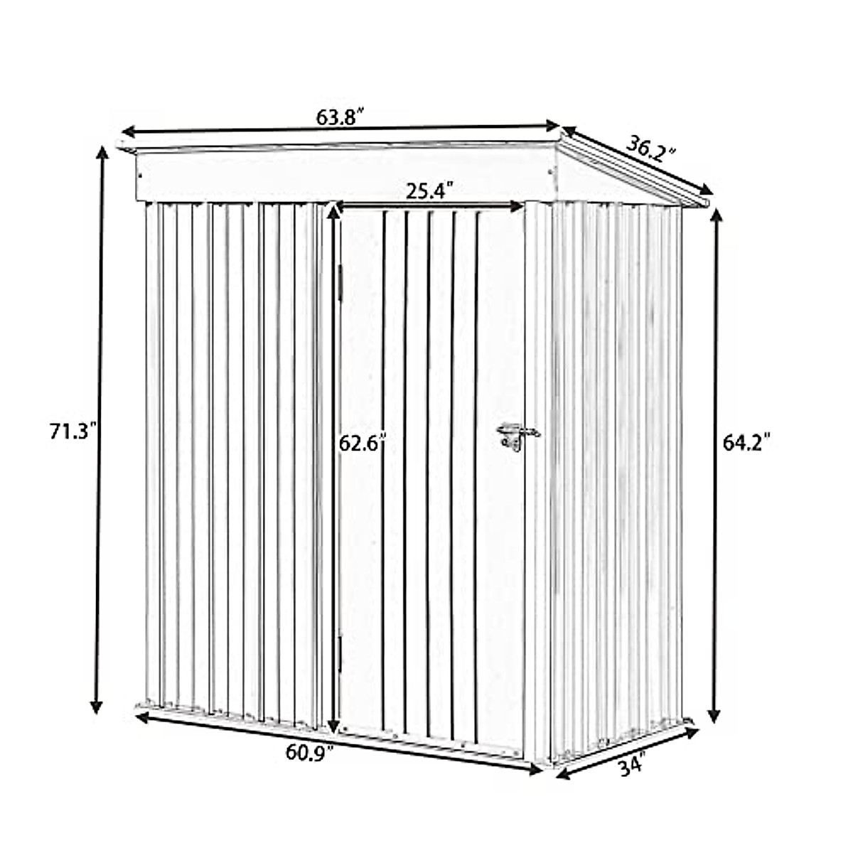 5ft Wx3ft. L Garden Shed, US Stock Metal Lean-to Storage Shed with Lockable Door and Tool Cabinet for Backyard, Lawn, Garden, Brown