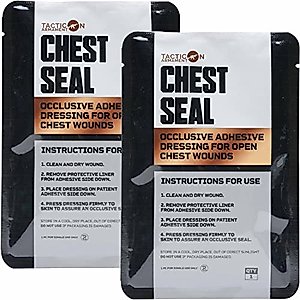 Tacticon Occlusive Vented Chest Seal | Combat Veteran Owned Company | First Aid Kit Trauma Dressing Emergency | IFAK Supplies (2-Pack)