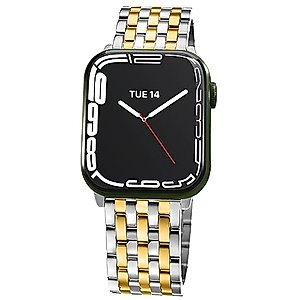 Watch Bands for Apple Watch 38mm 40mm 41mm 42mm 44mm 45mm for Women, Dressy Seven-link Bands for Apple Watch Stainless Steel Metal Bands Compatible with Apple Watch 8,7,6,SE,5,4,3,2,1 for iWatch Bands, Silver Gold Rose Gold (Silver Gold Boyfriend, 38mm/40