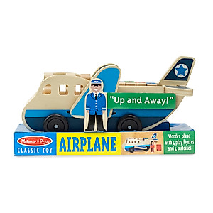 Melissa & Doug Wooden Airplane Play Set With 4 Play Figures and 4 Suitcases - Toy Airplane For Toddlers, Classic Wooden Toys For Kids