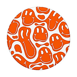 orange aesthetic white trippy liquid dripping smile face PopSockets Swappable PopGrip