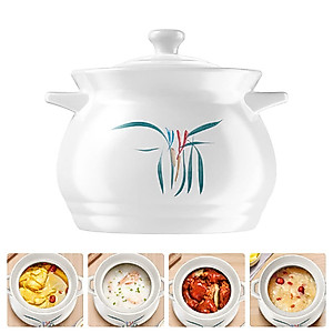 Hemoton Stove Oven Ceramic Stew Pot Soup Pot Casserole Pot Oven Pot Stockpot Clay Pot Earthenware Pot Ceramic Cookware with Cover for Stew Steam Christmas Supplies Japanese Soup Bowl